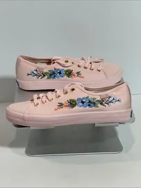 Keds | Shoes | Keds X Rifle Paper Co Kickstart Embroidered Blush Pink ...